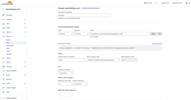 Enable Cloudflare Rate Limiting