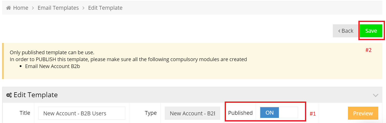 How to create a New Account email template - commercebuild