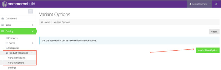 How to Create Variant Options - commercebuild Success Portal