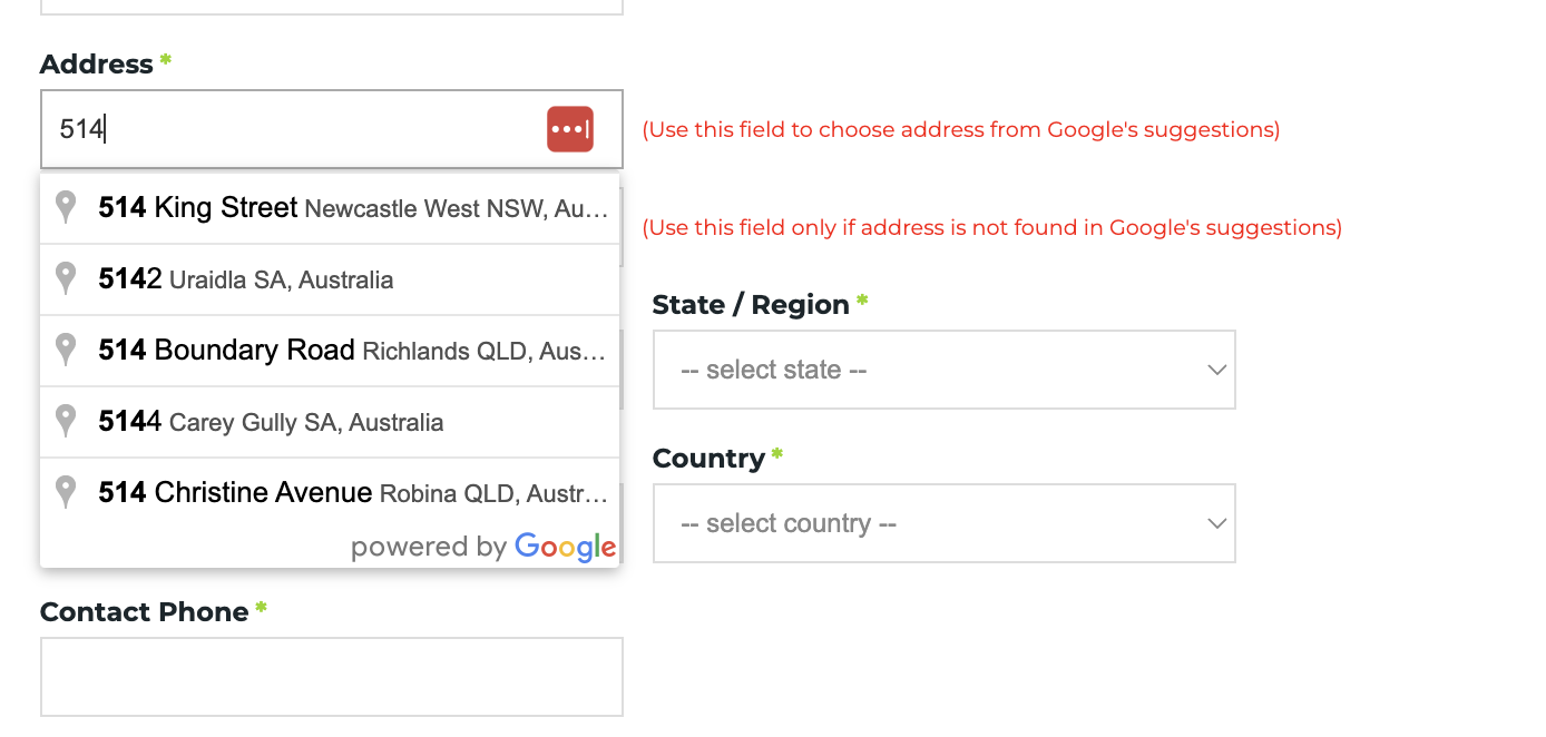 Google Address Auto Complete - commercebuild Success Portal Google Address Auto Complete - commercebuild Success Portal
