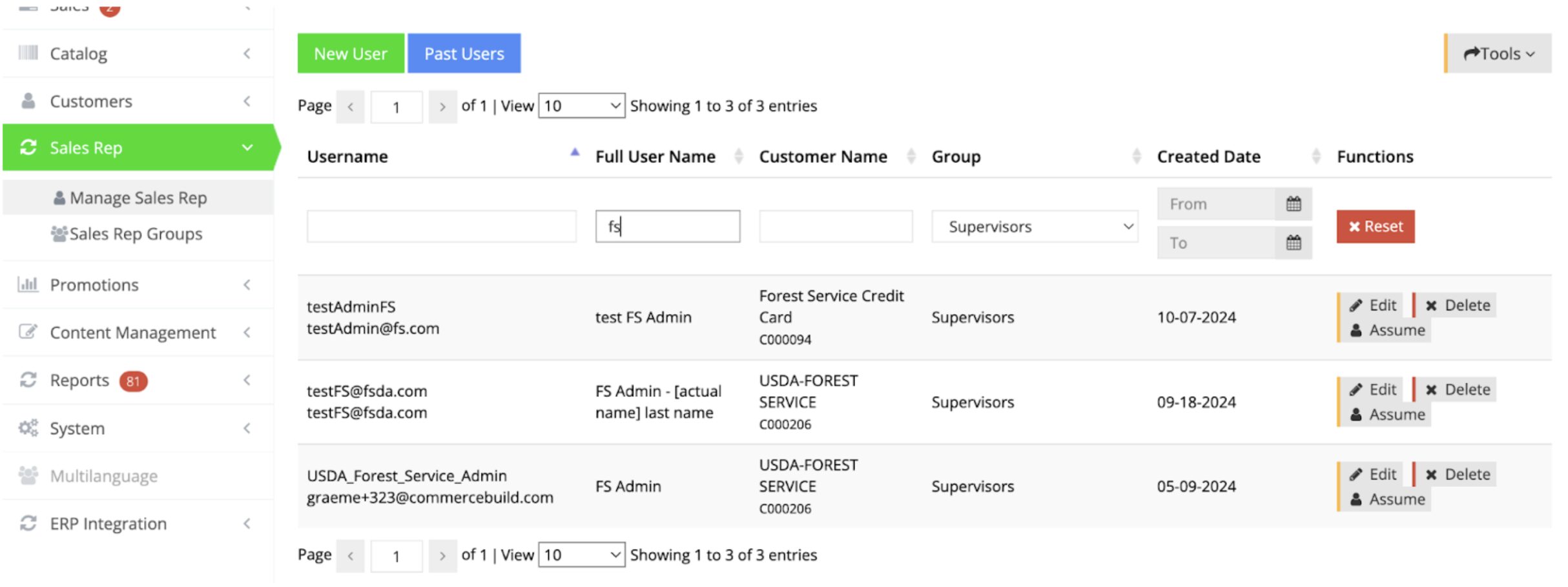 Supervisor Role for B2B User Management - commercebuild Success Portal